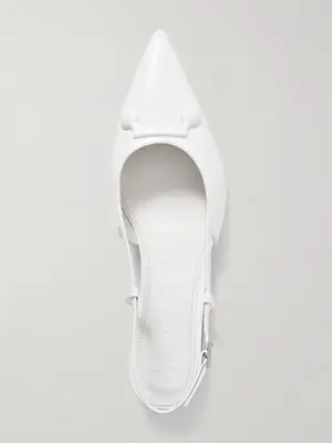 Marni Trunkaroo Embellished Leather Slingback Flats - White