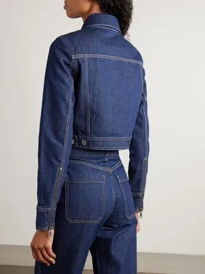 Veronica Beard Patty Cropped Denim Jacket - Blue