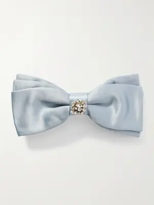 Erdem Crystal-embellished Bow Hair Clip - Blue