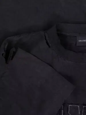 Balenciaga Destroyed Logo T-shirt - Black
