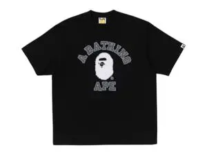 A BATHING APE Hand Drawn College Relaxed Fit Tee Shirt - Black