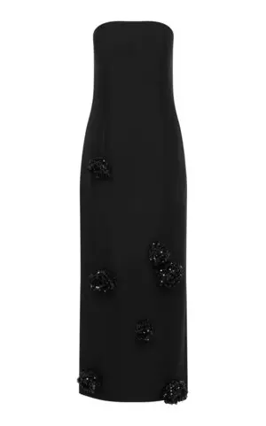 LEO LIN Rayna Embellished Wool-blend Maxi Dress