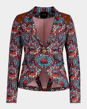 Smythe Printed Blazer With Leather Patches