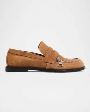 JW Anderson Suede Biker Penny Loafers - Rust