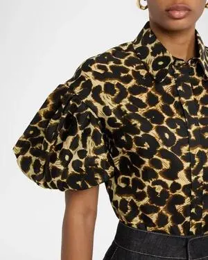 Dice Kayek Print Button-down Shirt - Leopard