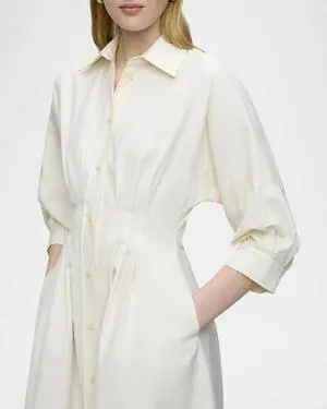 CALLAS MILANO Anais Pleated Cotton Shirtdress - Brown