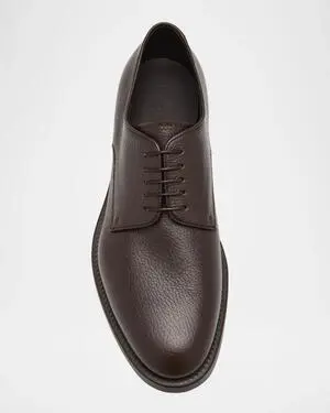 Giorgio Armani Grained Calf Leather Derby Shoes - Dkbrwn