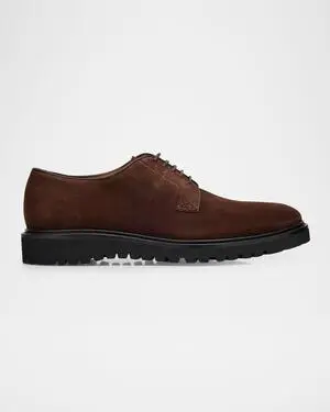 Giorgio Armani Suede Derby Shoes With Rubber Sole - Brown