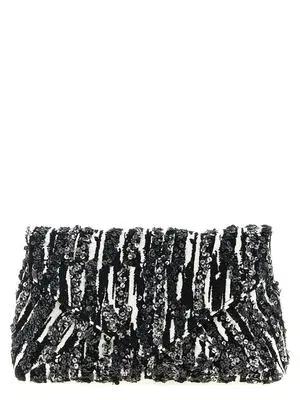 Dries Van Noten Two-Tone Pleated Jacquard Clutch Bag - Multicolor