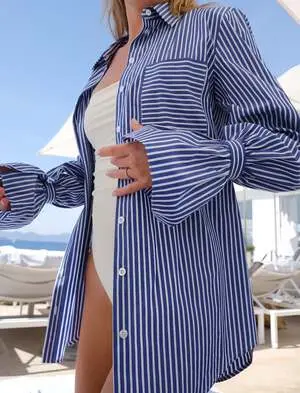 MandiBreeze Jules Striped Shirt - Blue