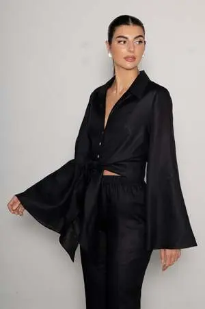 MandiBreeze Adrienne Linen Shirt - Black