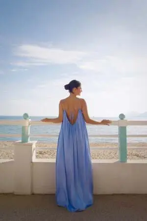 MandiBreeze Juliette Silk Maxi Dress - Blue