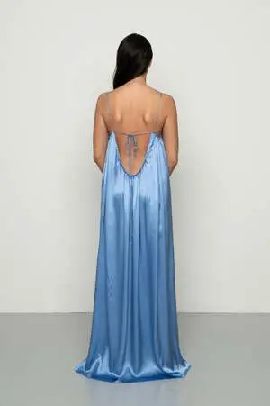 MandiBreeze Juliette Silk Maxi Dress - Blue