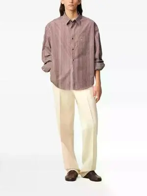 AMI Paris De Coeur Embossed Striped Cotton Boxy Shirt