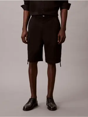 Calvin Klein Cotton Stretch Twill Cargo Shorts - Black