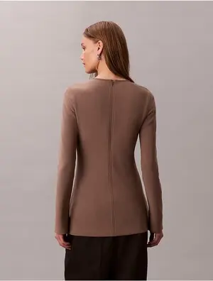 Calvin Klein Tailored Knit Slim Tunic Top - Sugar Almond