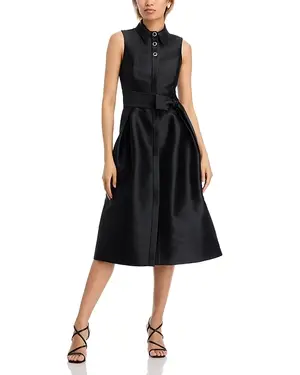 Rickie Freeman For Teri Jon Mikado Sleeveless Shirt Dress