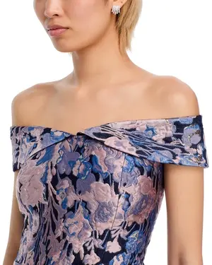 Rickie Freeman For Teri Jon Floral Metallic Fit & Flare Dress