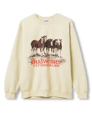 Junk Food Clothing Budweiser Clydesdales Herd Fleece Sweatshirt - Sand