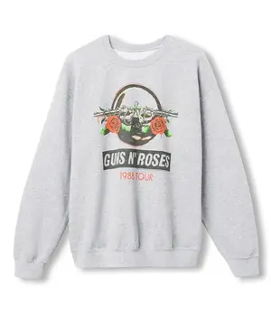 Junk Food Clothing Guns N' Roses 1988 Tour Fleece Sweatshirt - Heather Grey