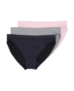 BRABAR Comfy Undies Hi-leg Bikini, 3-pack - Black/natural Grey/ballet Pink