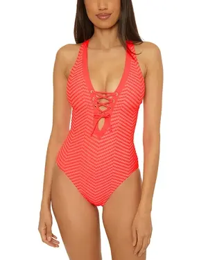 BECCA BY REBECCA VIRTUE Connect Gia Plunge One Piece Swimsuit - Dragon Fire