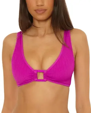 BECCA BY REBECCA VIRTUE Crinkle Crush Tatum Bralette Bikini Top - Hibiscus