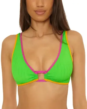 BECCA BY REBECCA VIRTUE Crinkle Crush Tatum Bralette Bikini Top - Meadow