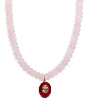Aqua Quartz Beaded Pendant Necklace - Pink