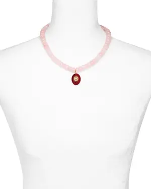 Aqua Quartz Beaded Pendant Necklace