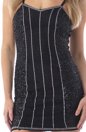 SKY Sequin Rhinestone Body-con Mini Dress