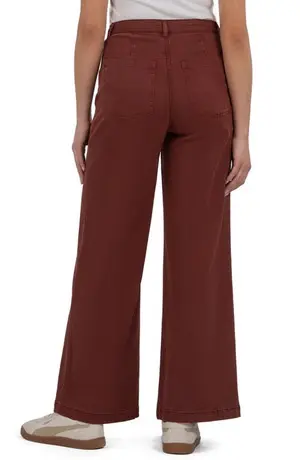 Kut From The Kloth Meg Patch Pocket High-waisted Wide-leg Pants - Rust
