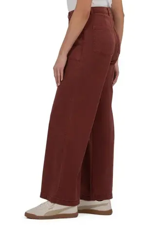Kut From The Kloth Meg Patch Pocket High-waisted Wide-leg Pants - Rust
