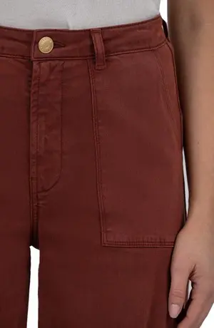 Kut From The Kloth Meg Patch Pocket High-waisted Wide-leg Pants - Rust