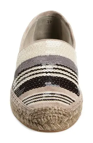 Brunello Cucinelli Sequin Stripe Suede Espadrille