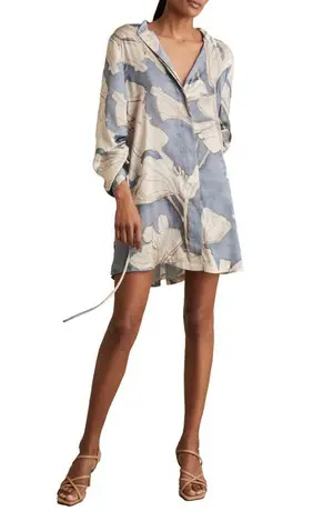 REISS Megan Floral Print Mini Dress - Blue