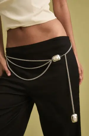 PETIT MOMENTS Giovanna Chain Belt - Pearl/silver