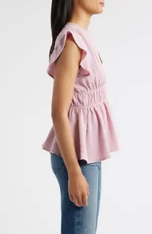 Loveappella Flutter Sleeve Empire Waist Top - Blush