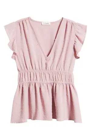 Loveappella Flutter Sleeve Empire Waist Top - Blush