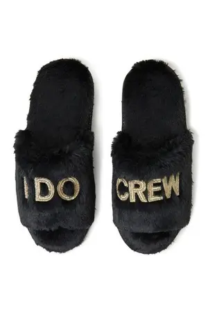 DEARFOAMS Novelty Faux Fur Bridal Slides - Black