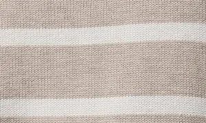 Splendid Striped Quarter Zip Pointelle Sweater - Light Cedar Beige/multi