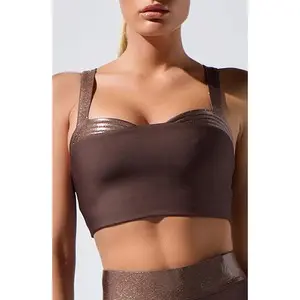 Heroine Sport Lina Metallic Trim Longline Sports Bra - Oak