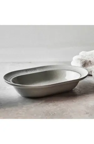 STAUB 10-inch Oval Serving Dish - White Truffle