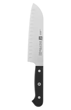 ZWILLING Gourmet 7-inch Hallow Edge Santoku Knife - Silver