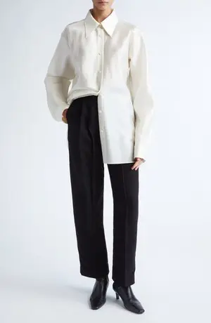 GIA STUDIOS Perle Oversize Vietnamese Silk Button-up Shirt