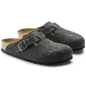 BIRKENSTOCK Boston Wool Clogs - Anthracite