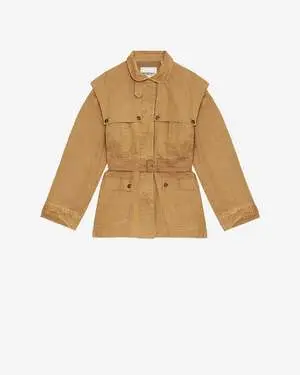 MARANT ETOILE Malika Belted Cotton Jacket - Bronze