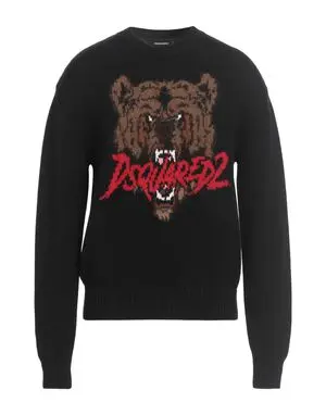Dsquared2 Multicolor Intarsia Knit Crewneck Sweater - Black