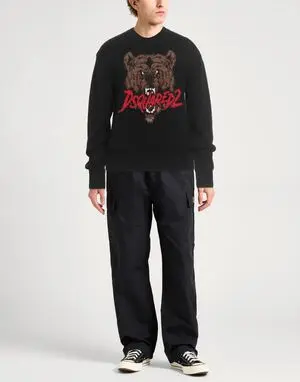 Dsquared2 Multicolor Intarsia Knit Crewneck Sweater - Black