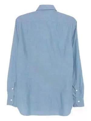 BARBA NAPOLI Long-sleeved Cotton Shirt - Blue